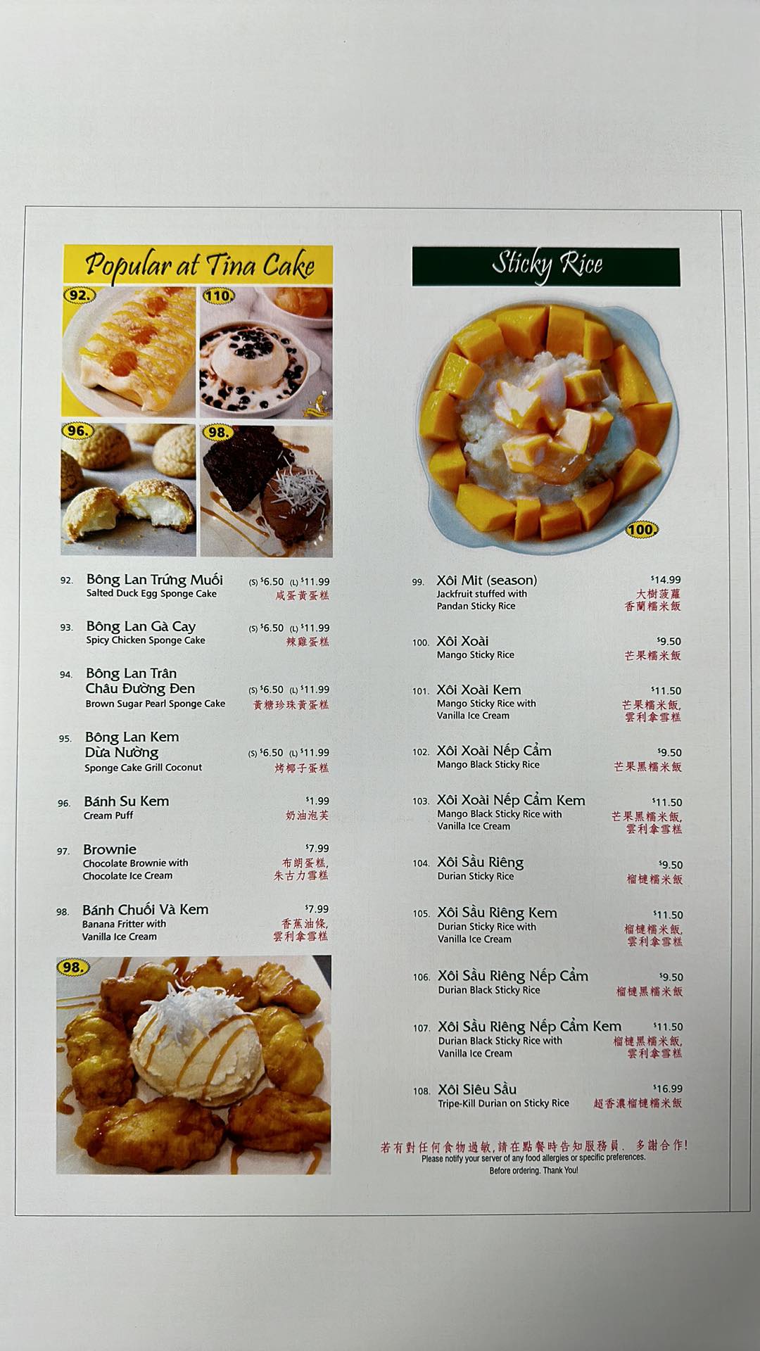 Tina Cake Desserts - Number One Vietnamese Desserts and Foods In Vancouver